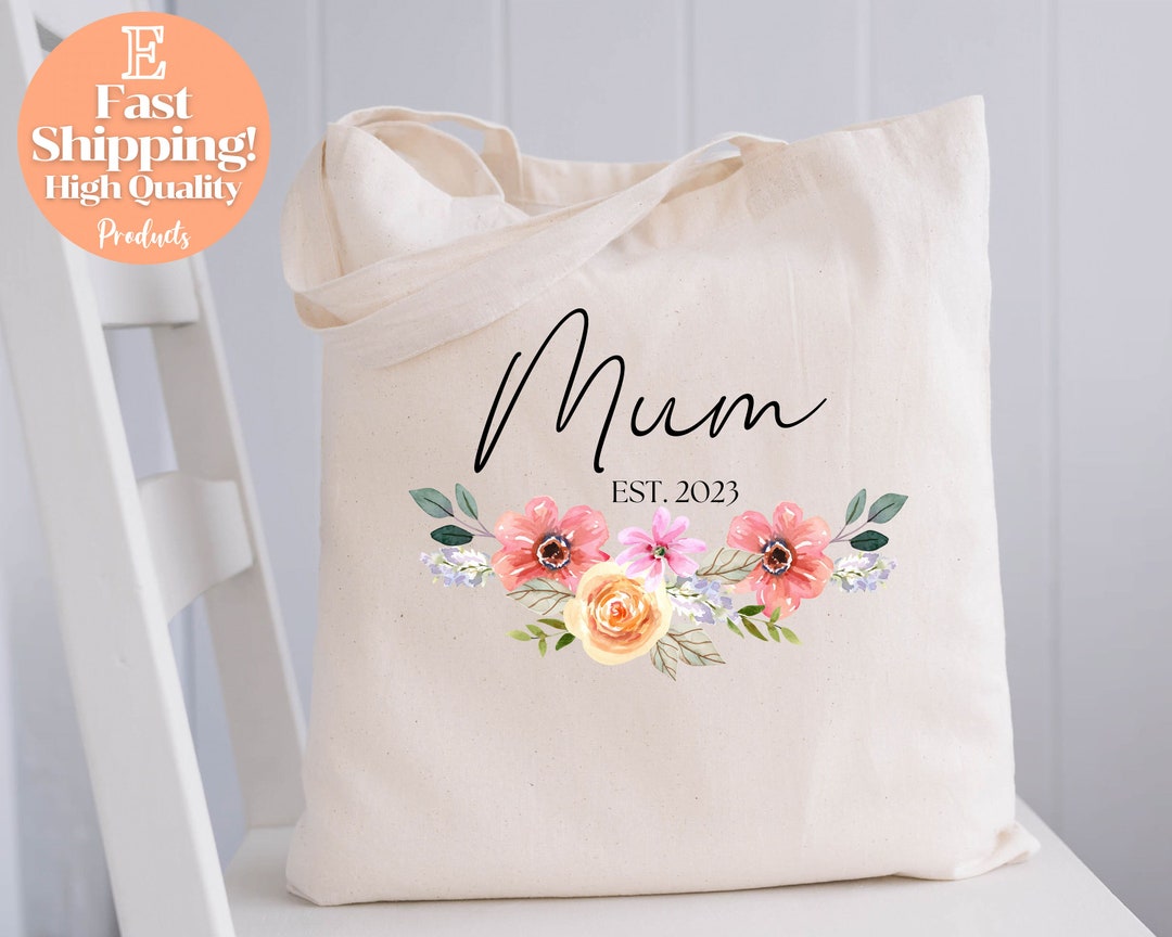 Floral Mum Tote Bag, Mama Tote Bag, Mothers Day Tote Bag, Gift for Mom ...