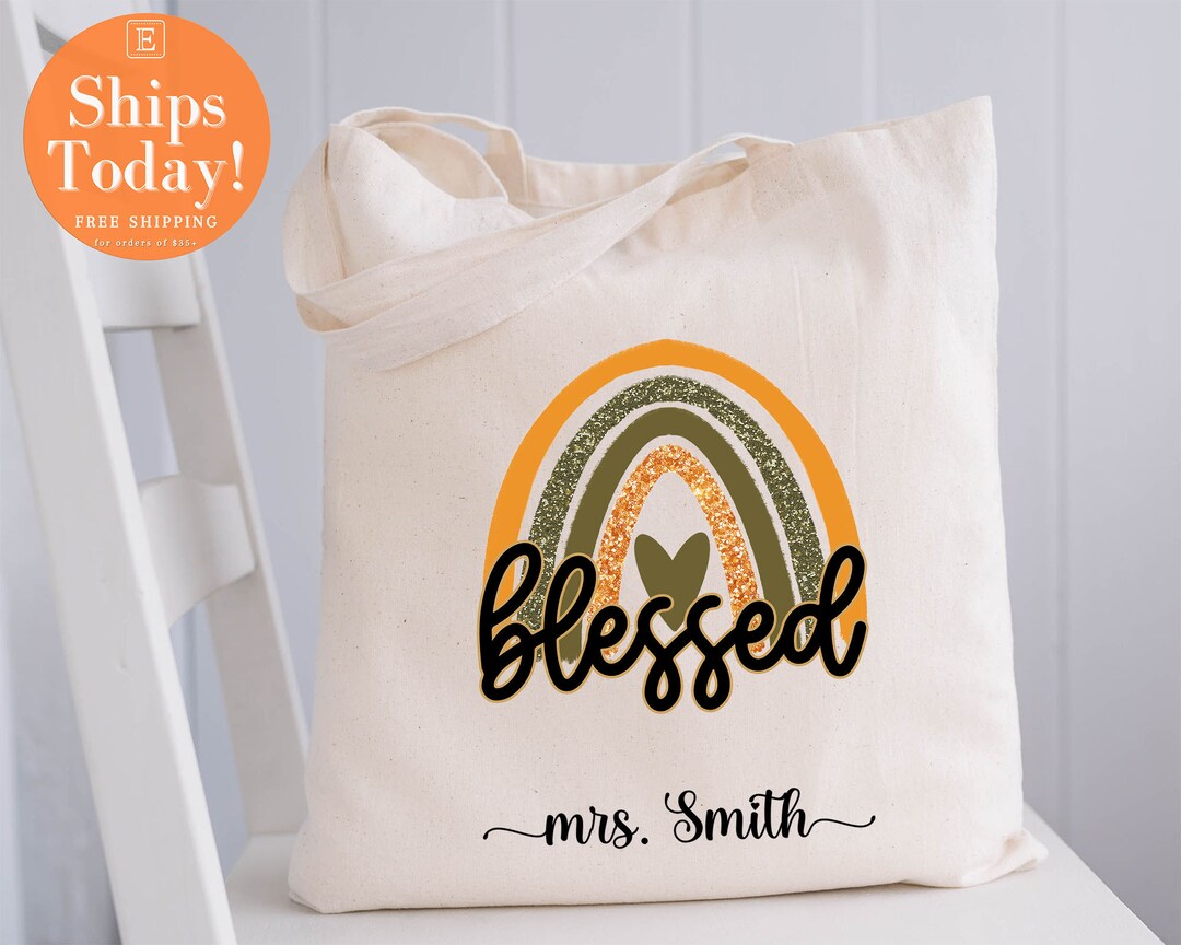 Rainbow Blessed Tote Bag, Mother Bags, Christian Bags, Christian Gift ...