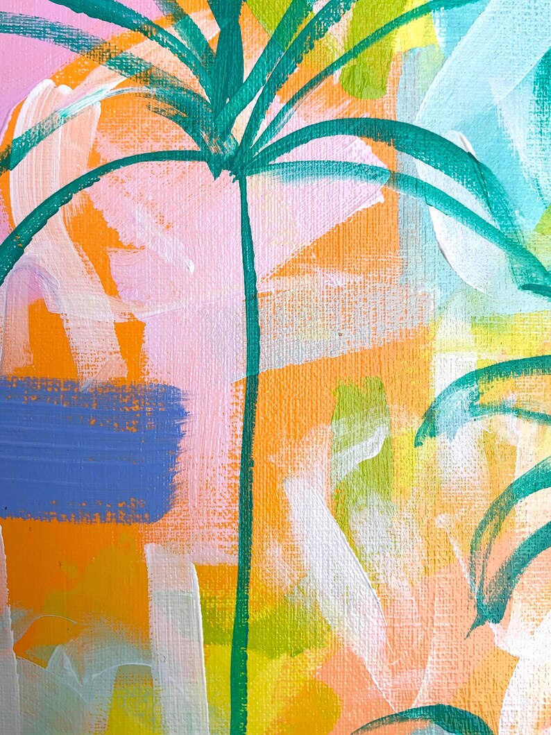 Original Painting of Palm Trees on Art Board Original Artwork Abstract ...