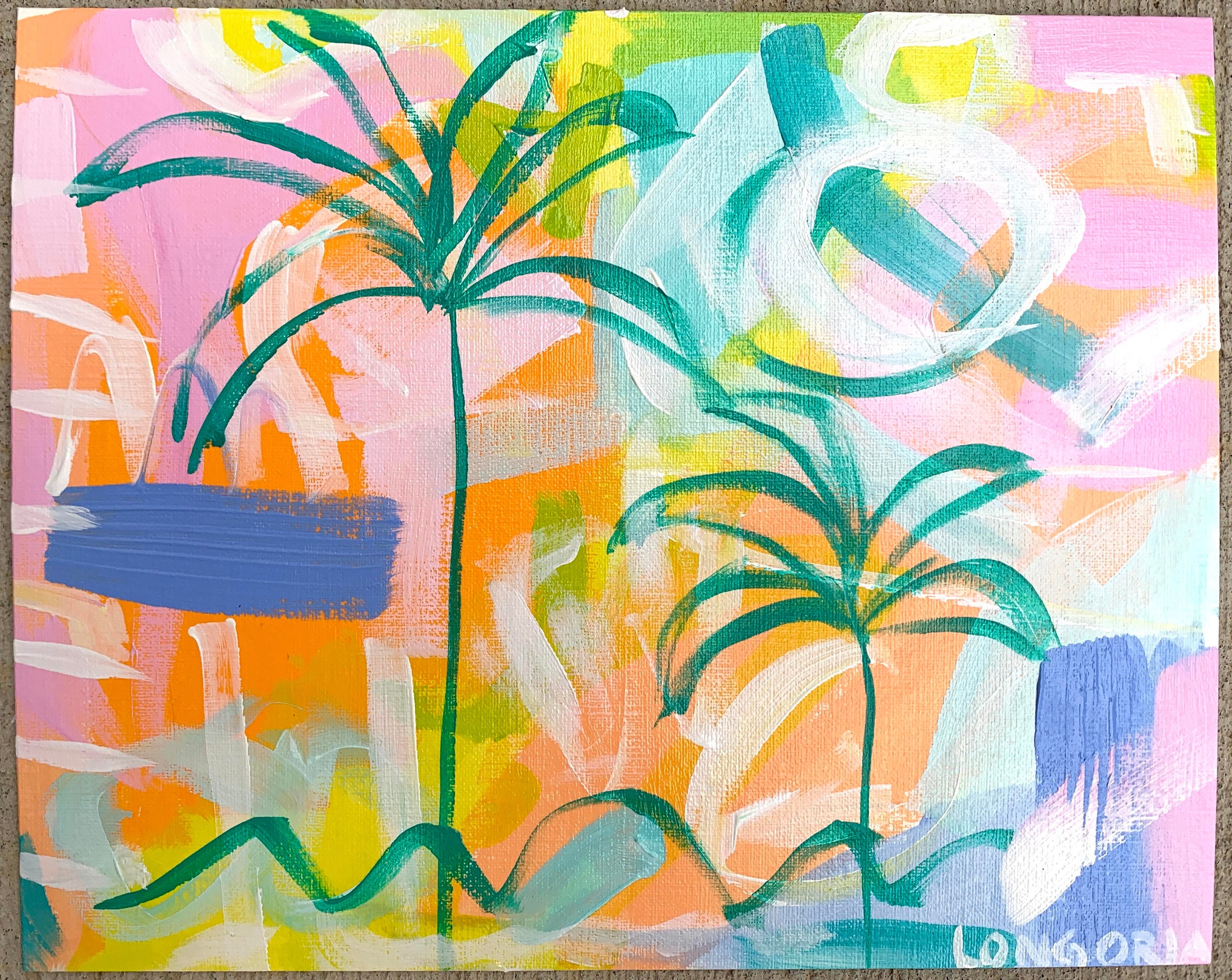 Original Painting of Palm Trees on Art Board Original Artwork Abstract ...