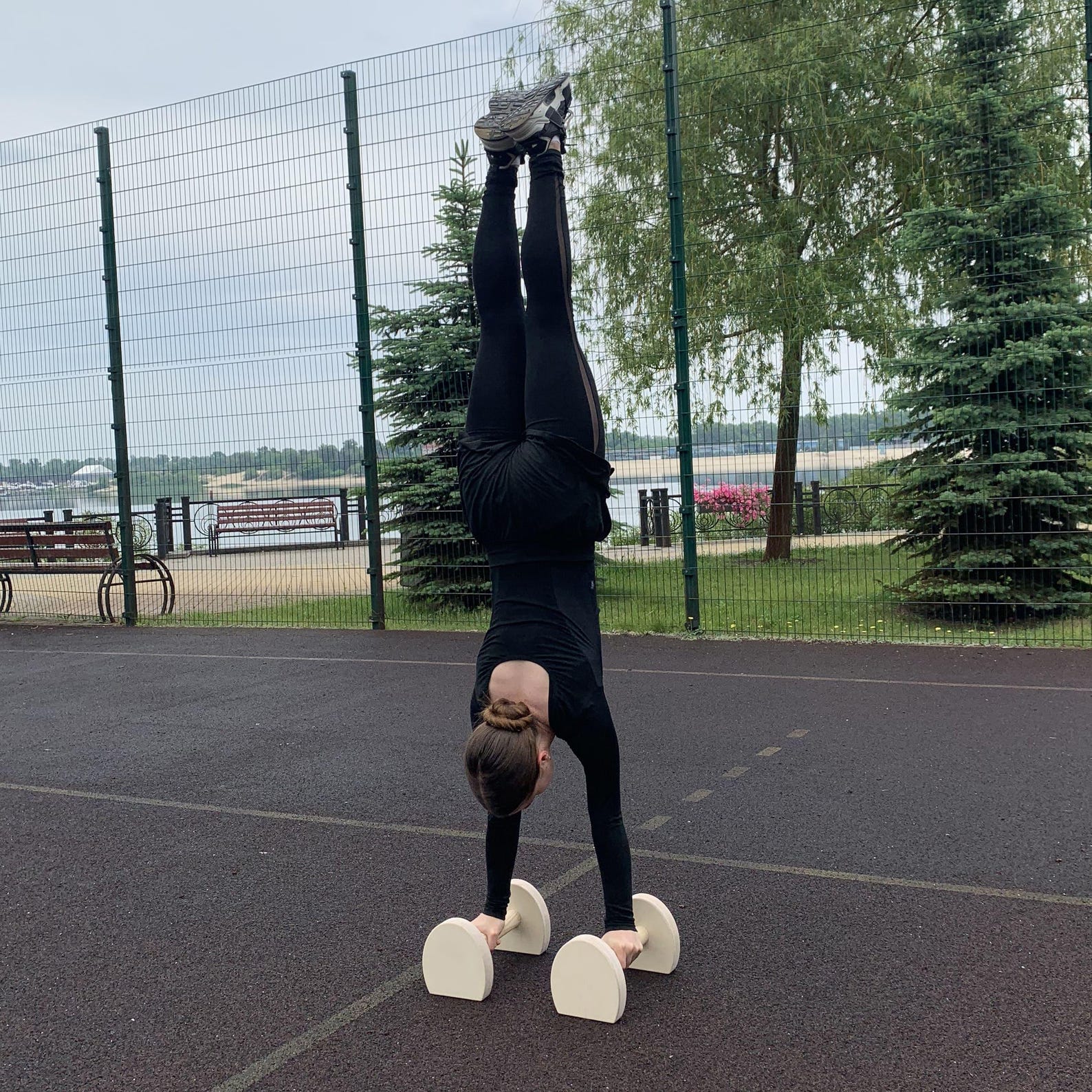 Wooden Parallettes Push up Bars Handstand Canes 3-in-1 Calisthenics ...