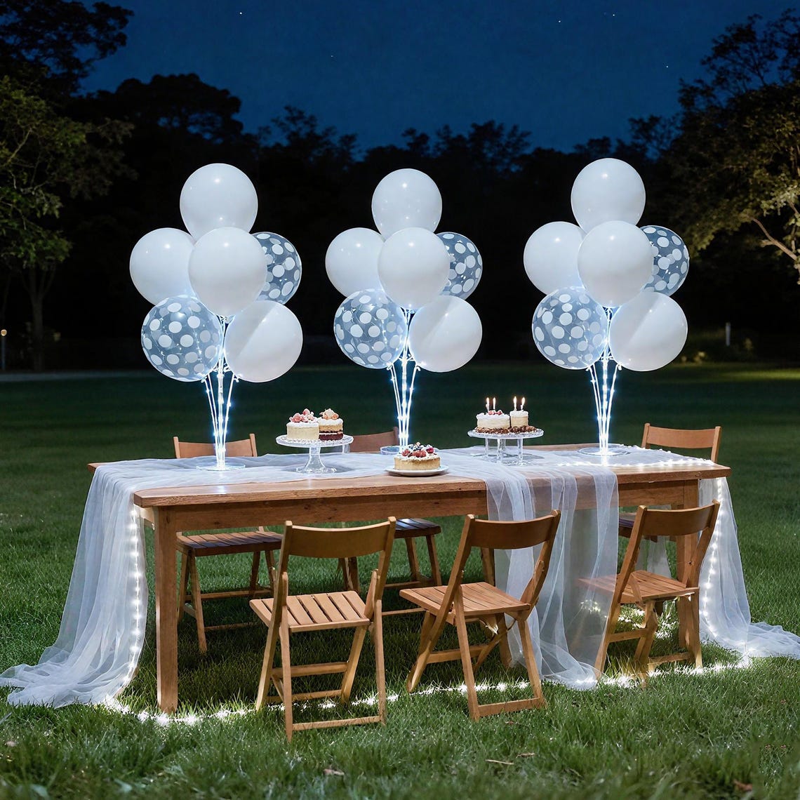 6 Set Balloon Stand Table Centerpieces With LED Lights for Party Decor ...