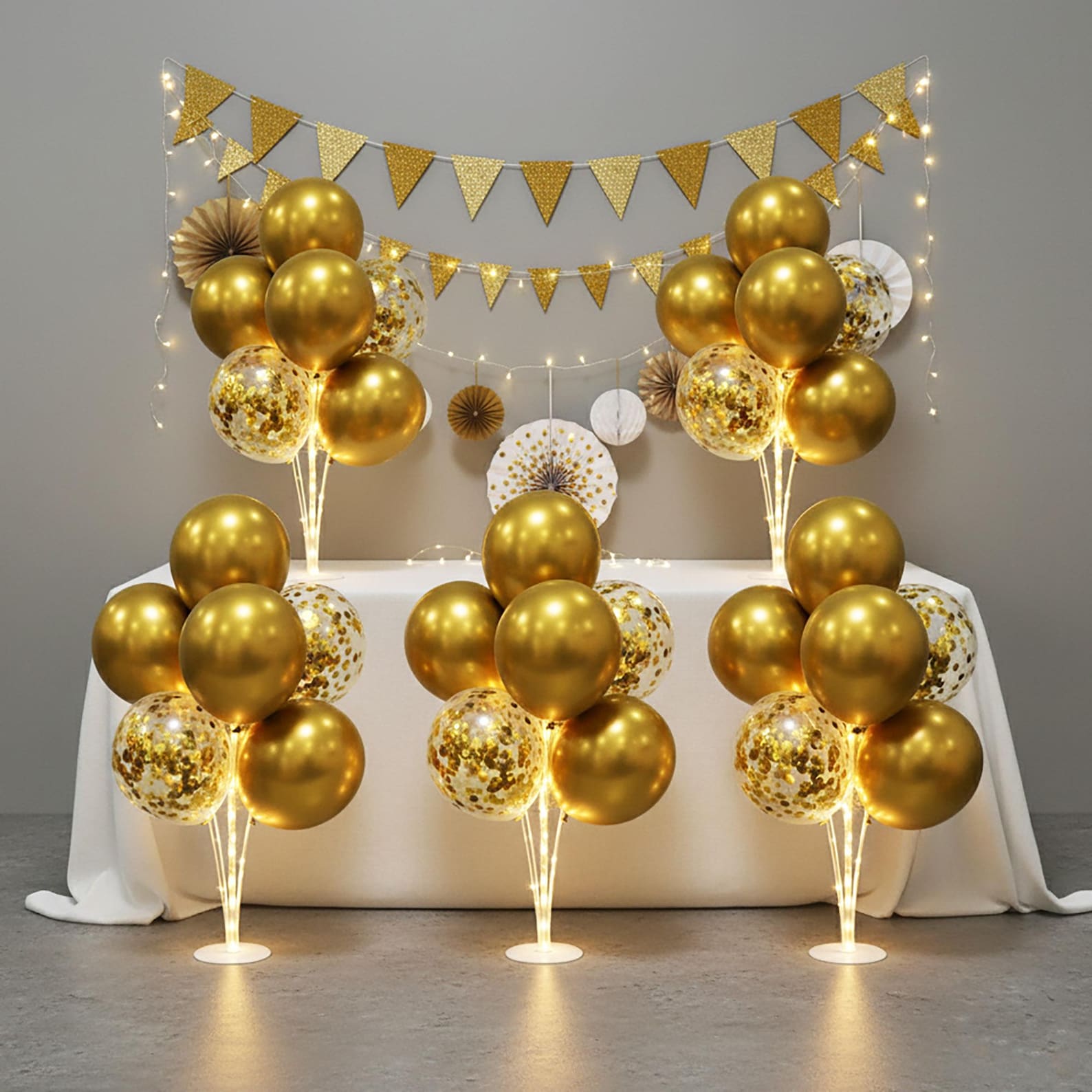 6 Set Balloon Stand Table Centerpieces With LED Lights for Party Decor ...