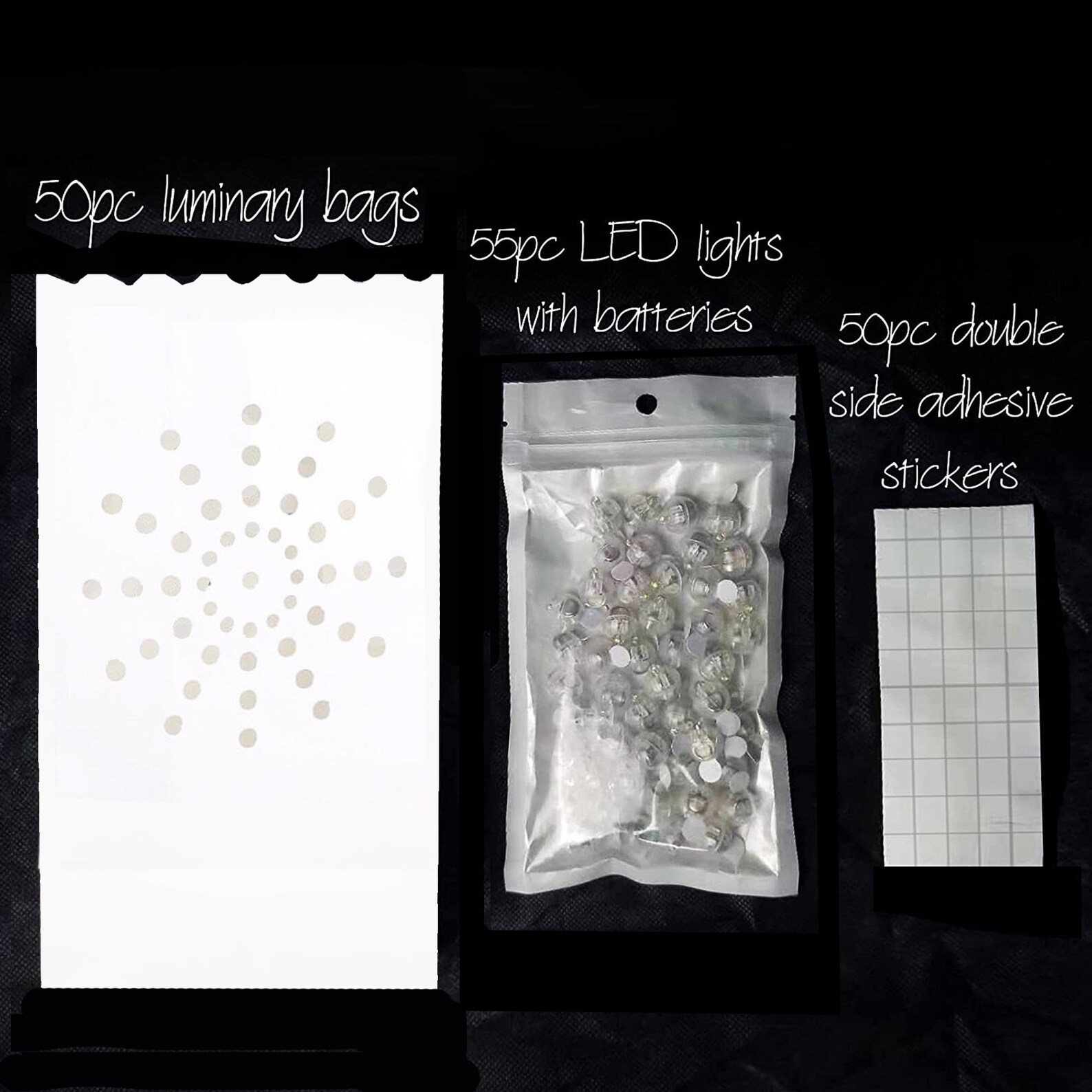 Light up Paper Bags Kit-50 Pack of Luminaries for Aisle - Etsy Canada