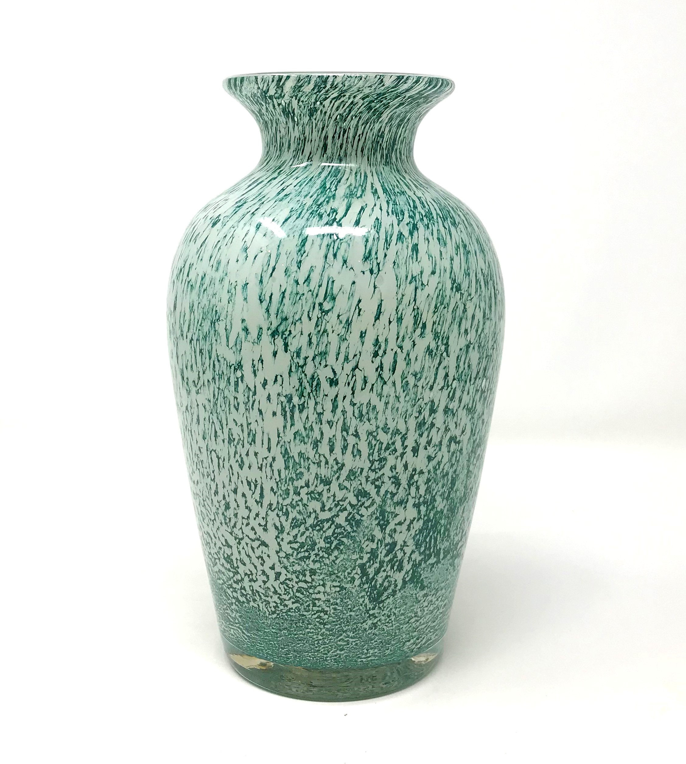 A Green Marbled Cased Glass Vase With White Interior Made by La Rochere ...