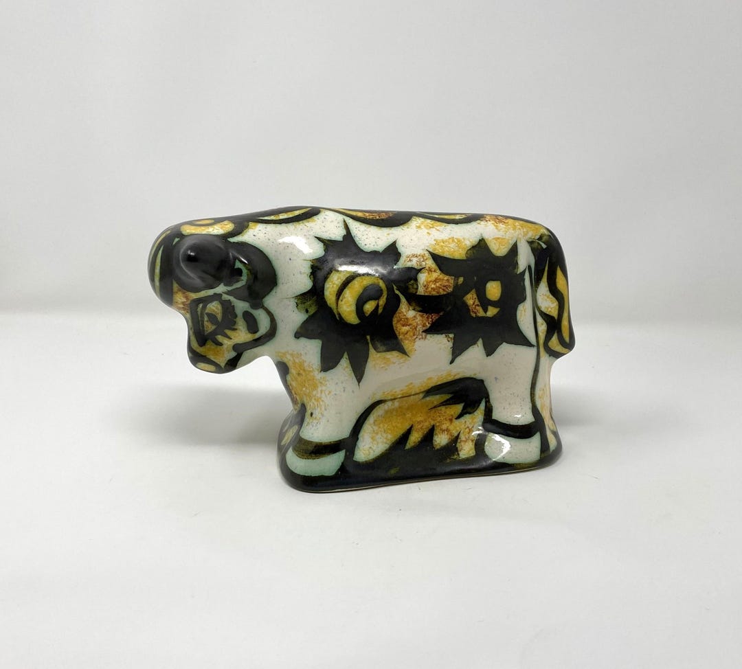 A Celtic Pottery Bull in the Folk Pattern Designed by Bill Fisher ...
