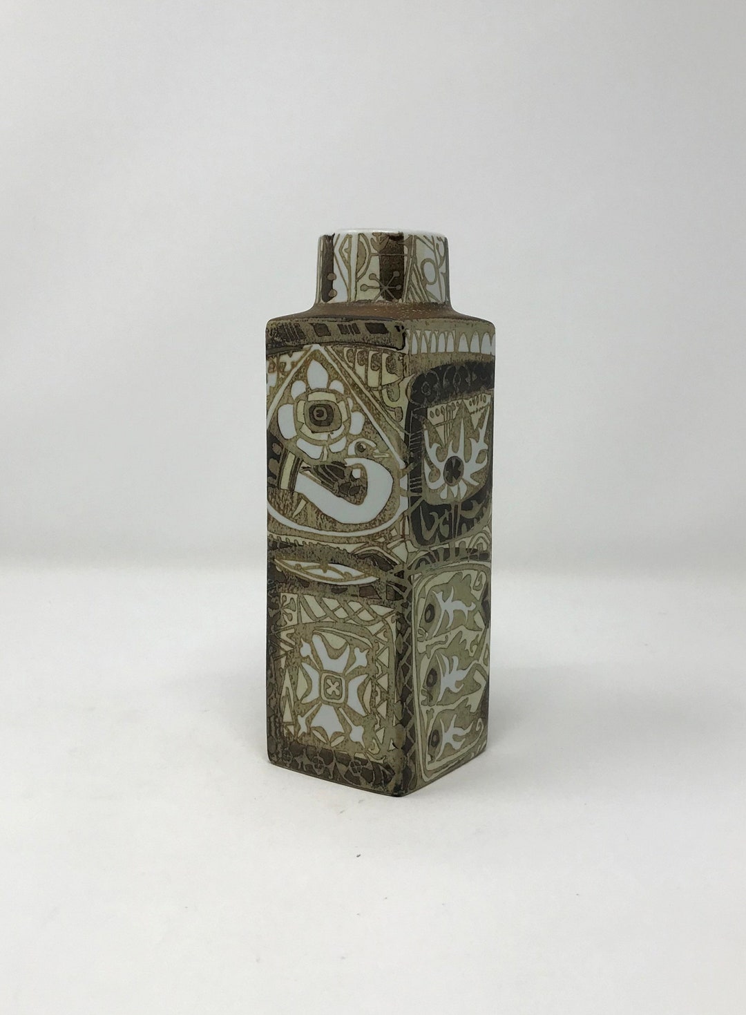 A Faience Glazed Baca Vase With Dove Motif Designed by Nils Thorsson ...