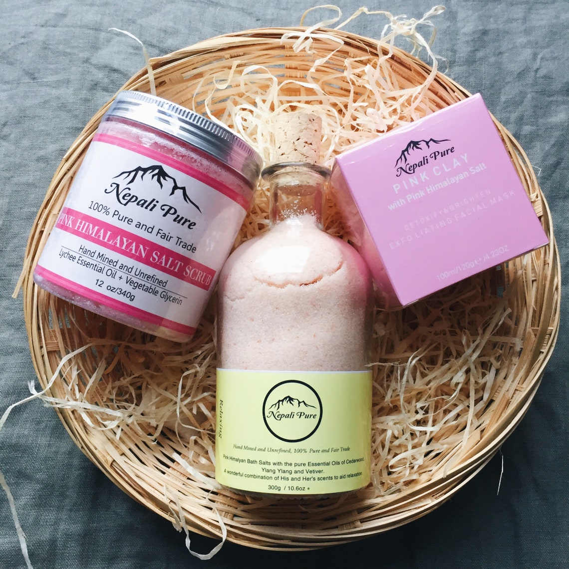 Gift Set With Pink Himalayan Bath Salt Clay Mask and Scrub - Etsy