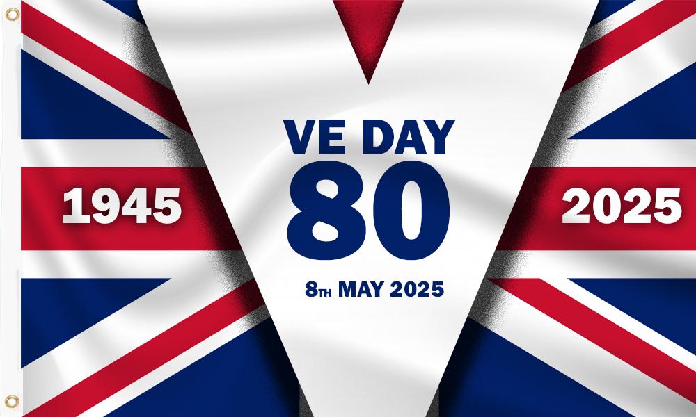 VE Day Flag 80th Anniversary Union Jack Flag 5'x3' 150x90cm Special ...