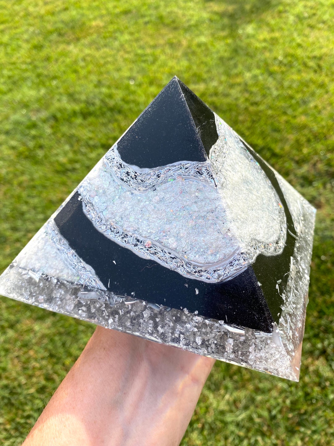 HUGE Orgonite Orgone Pyramid Large Emf 5g Protection Hand Painted ...