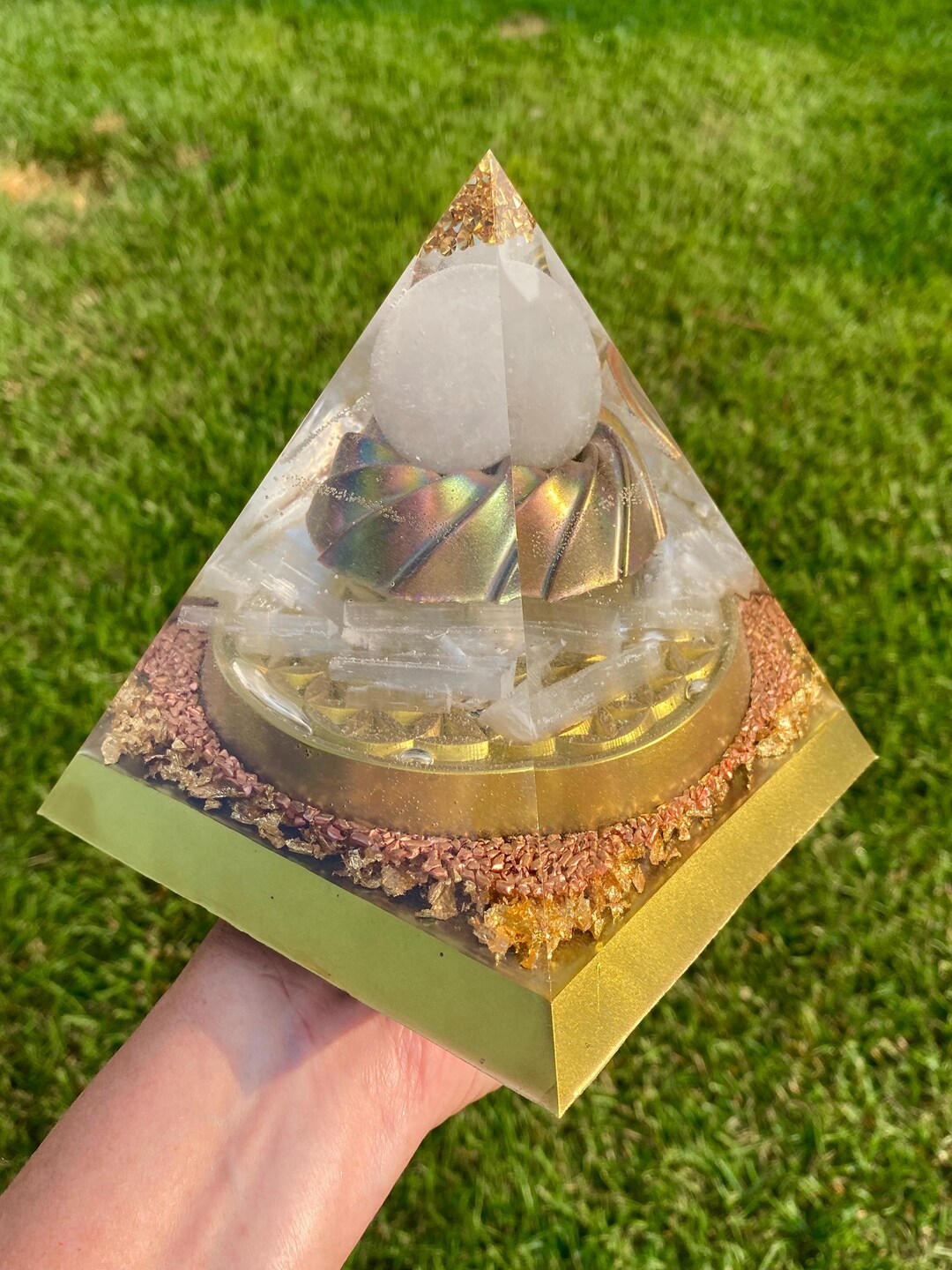 Quartz Sphere Orgonite Orgone Pyramid Large Emf 5G Protection With ...