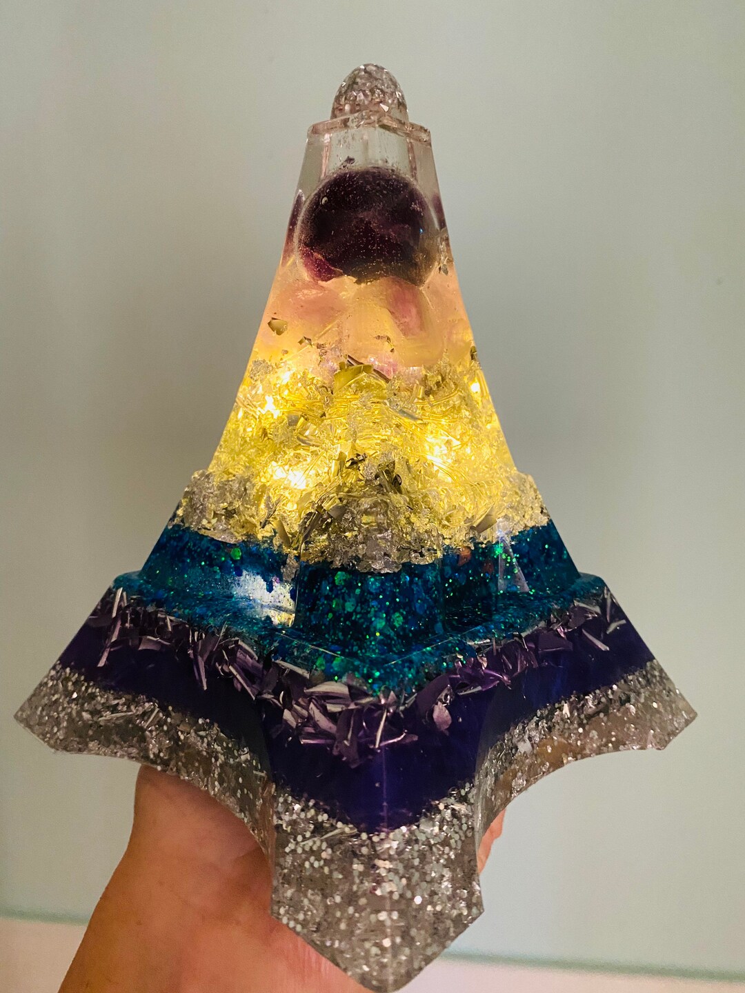 Lighted Eiffel Tower Orgone Pyramid Large Emf 5g Protection Orgonite ...