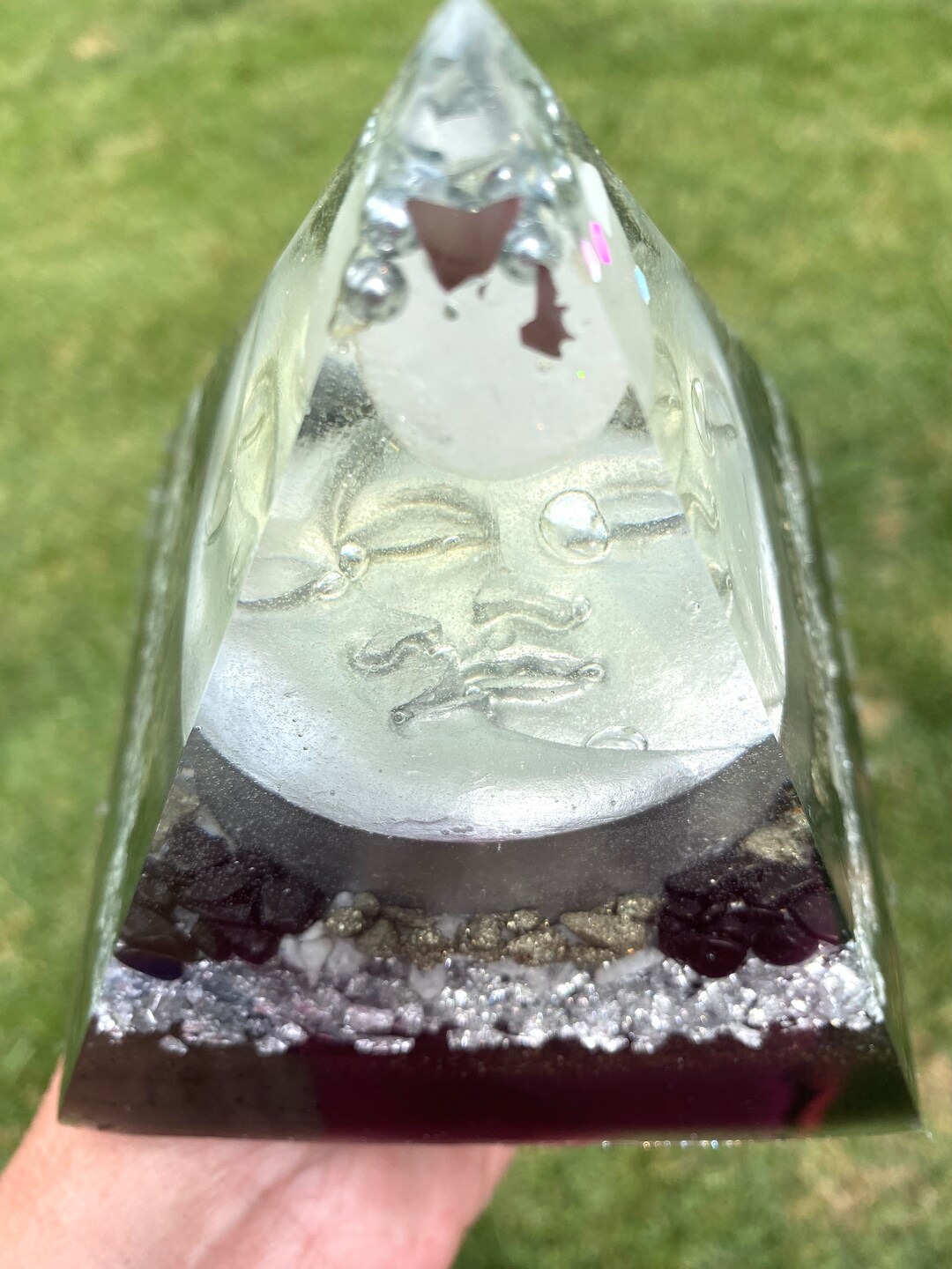 Sun Moon Orgonite Pyramid Orgone Large Emf 5g Protection With Moonstone ...