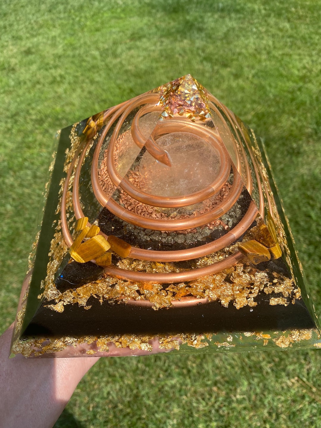 HUGE Copper Pipe Coil Quartz Sphere Orgonite Orgone Pyramid Emf 5g ...
