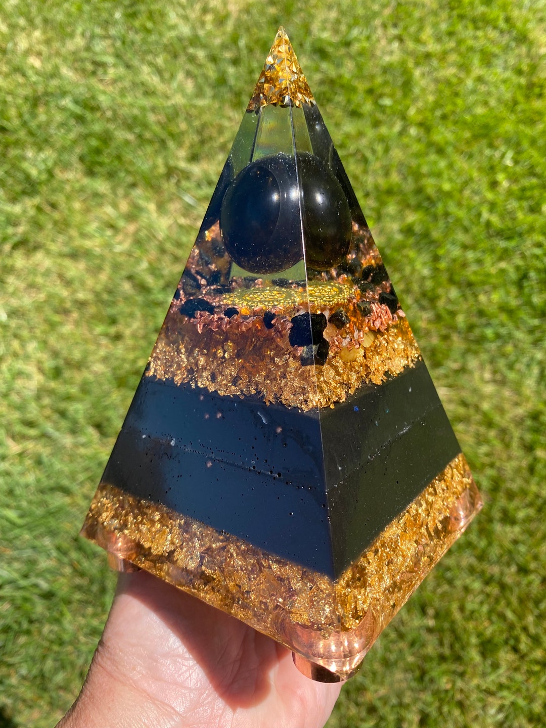 Shungite Orgonite Orgone Pyramid EMF 5G Protection Large Black ...