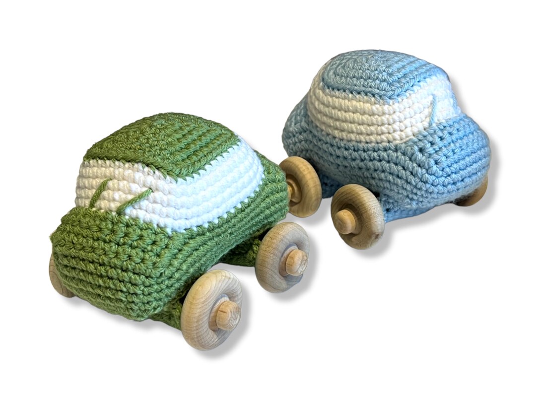 Rolling Toy Car Stuffy Soft Baby Toy Wooden Wheels Amigurumi - Etsy