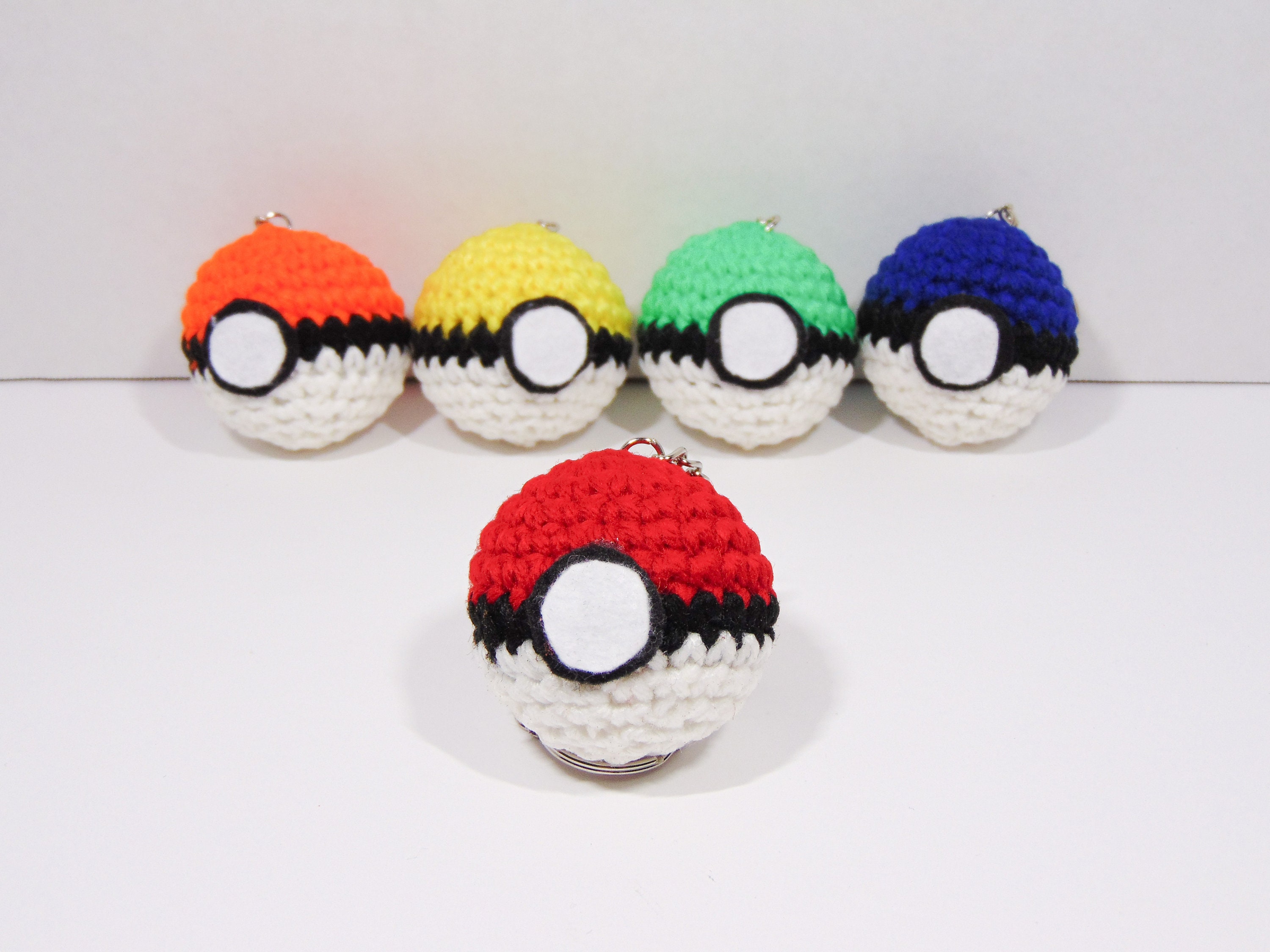 Pokeball Keychain, Zipper Charm, Zipper Pull, Pokemon, Crochet, Stuffed ...