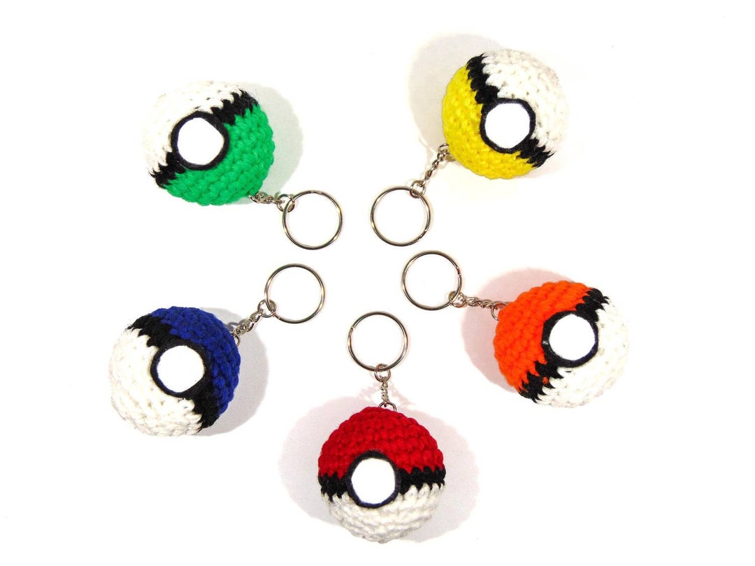 Pokeball Keychain, Zipper Charm, Zipper Pull, Pokemon, Crochet, Stuffed ...