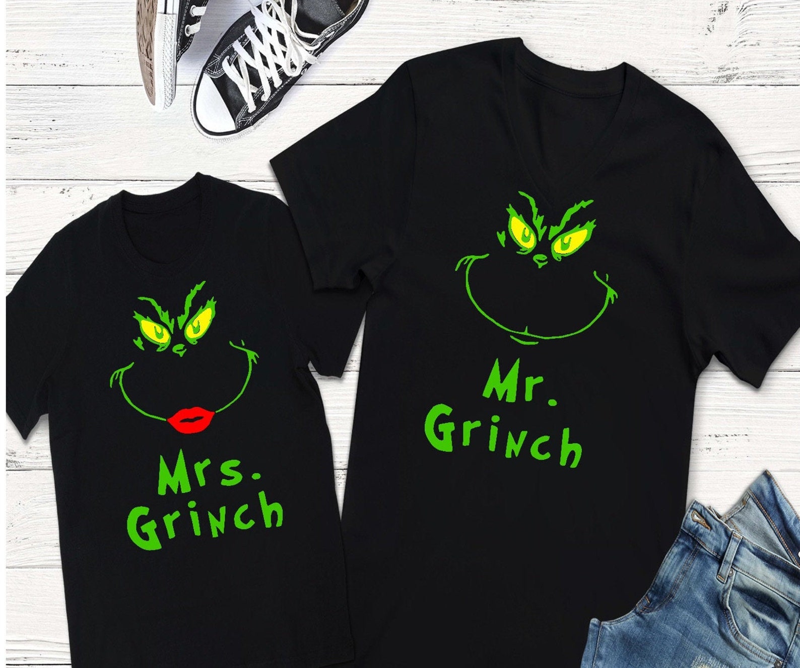 LONG SLEEVE Mr. & Mrs. Grinch Couples Shirts - Etsy