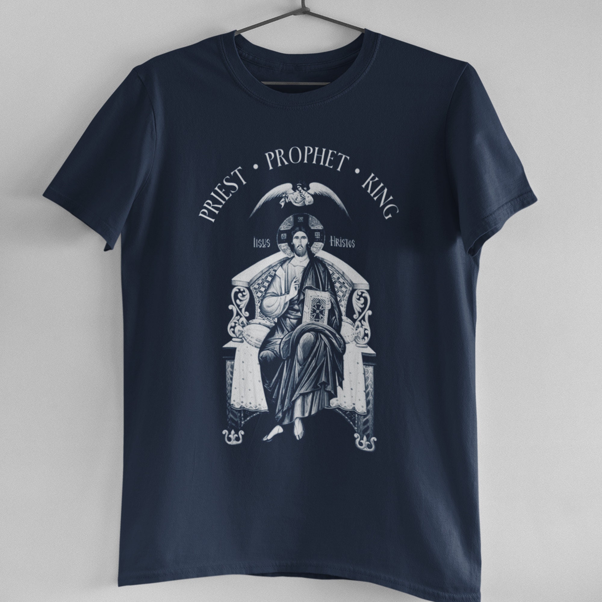 Priest Prophet King Unisex T-shirt, Jesus Byzantine Icon, Catholic ...