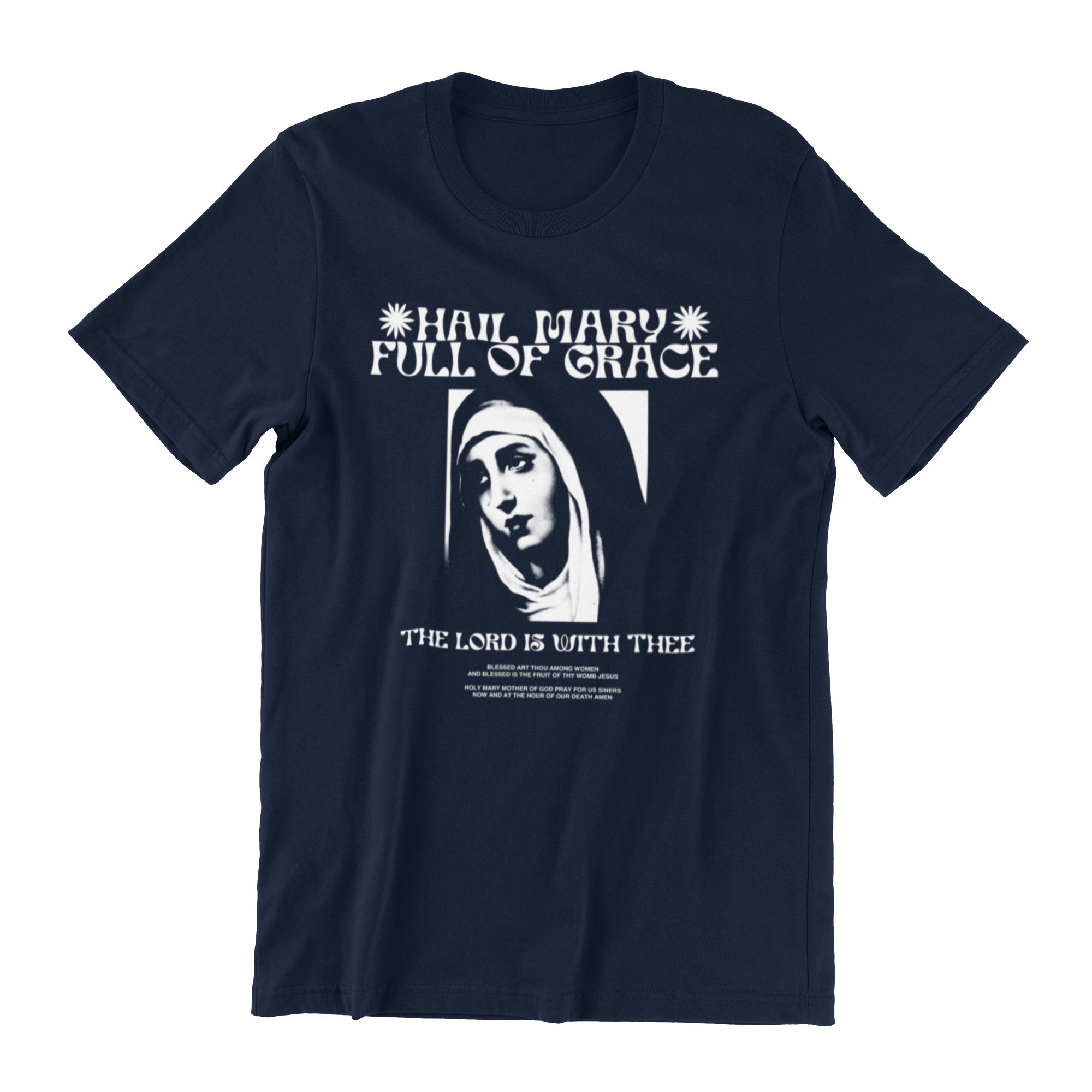 Hail Mary Full of Grace Crew Neck T-shirt, Virgin Mary, Blessed Mother ...