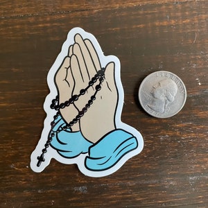 Rosary Praying Hands, Die Cut Sticker, Catholic, to Jesus Through Mary ...