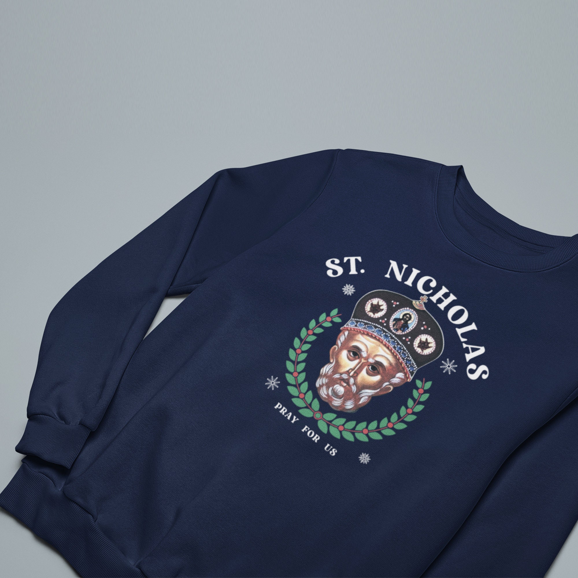 St. Nicholas Laurel - Christmas Sweatshirt - Preppy - Etsy
