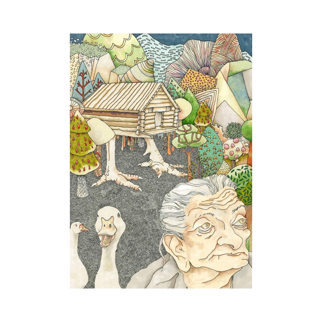 Original Illustration of the Folktale baba Yaga Ink Drawing on Paper ...
