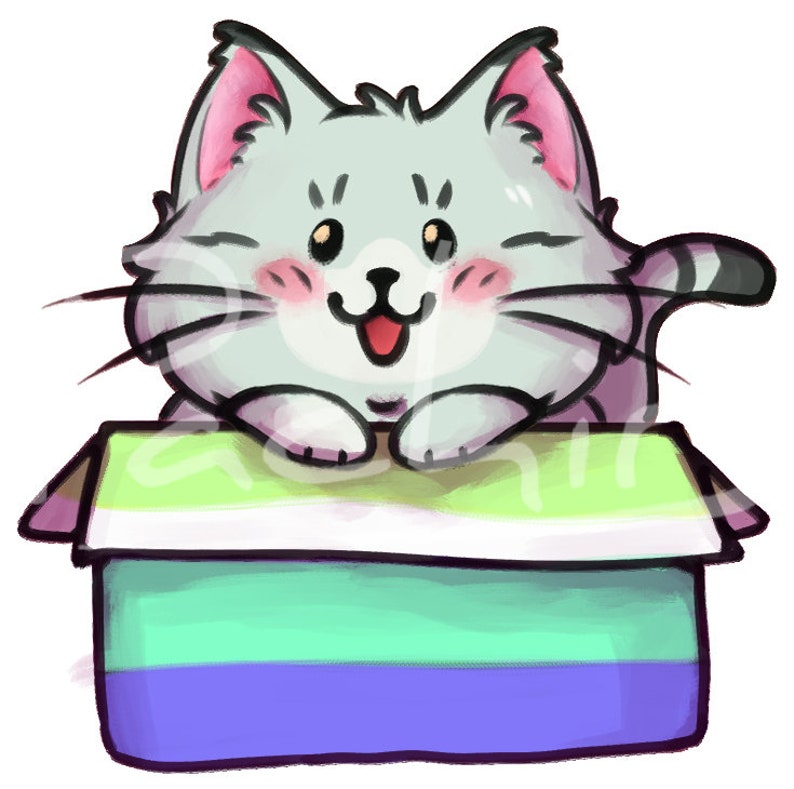 LGBTQ Rainbow Unlabeled Gender Flag Cat Sticker - Etsy