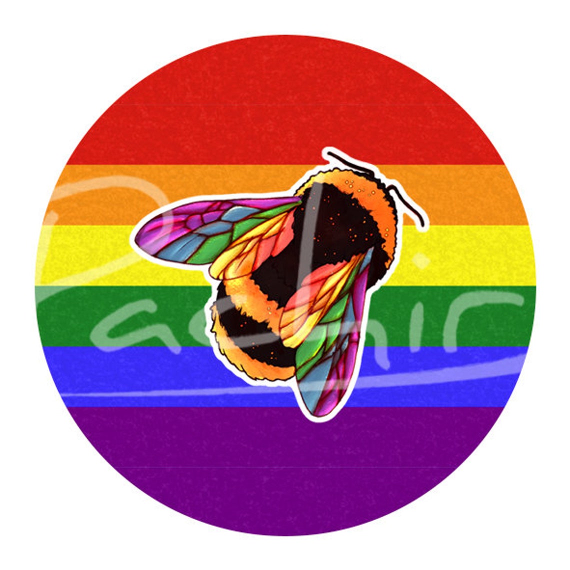 LGBTQ Pride Flag Bumble Bee buttons 32mm | Etsy