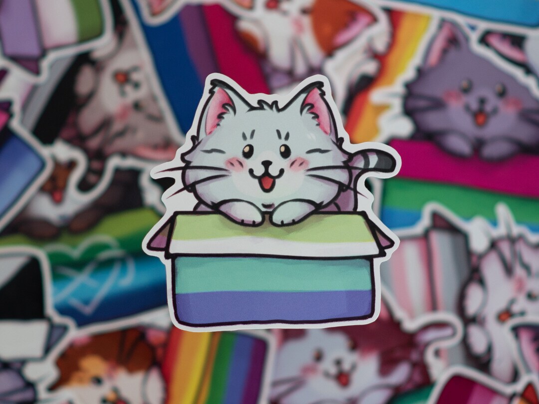 LGBTQ+ Rainbow Unlabeled Gender Flag Cat Sticker - Etsy