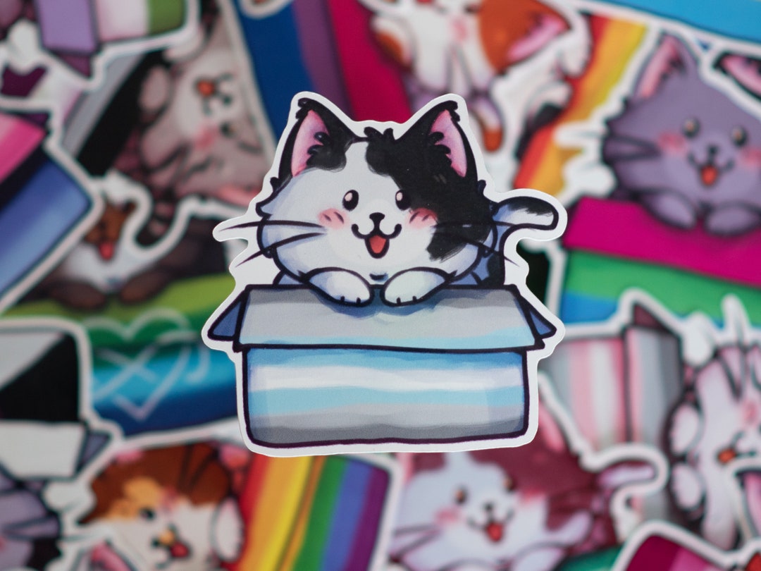 LGBTQ Rainbow Demi Boy Flag Cat Sticker - Etsy