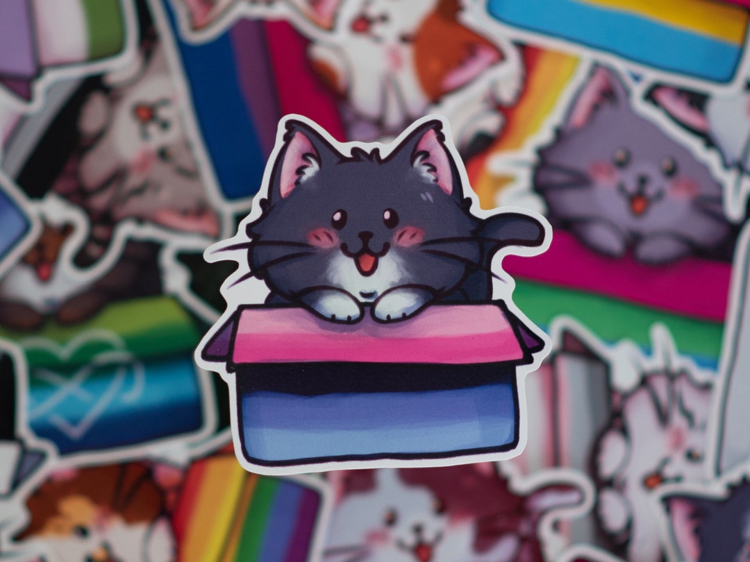 LGBTQ Rainbow Omnisexual Flag Cat Sticker - Etsy