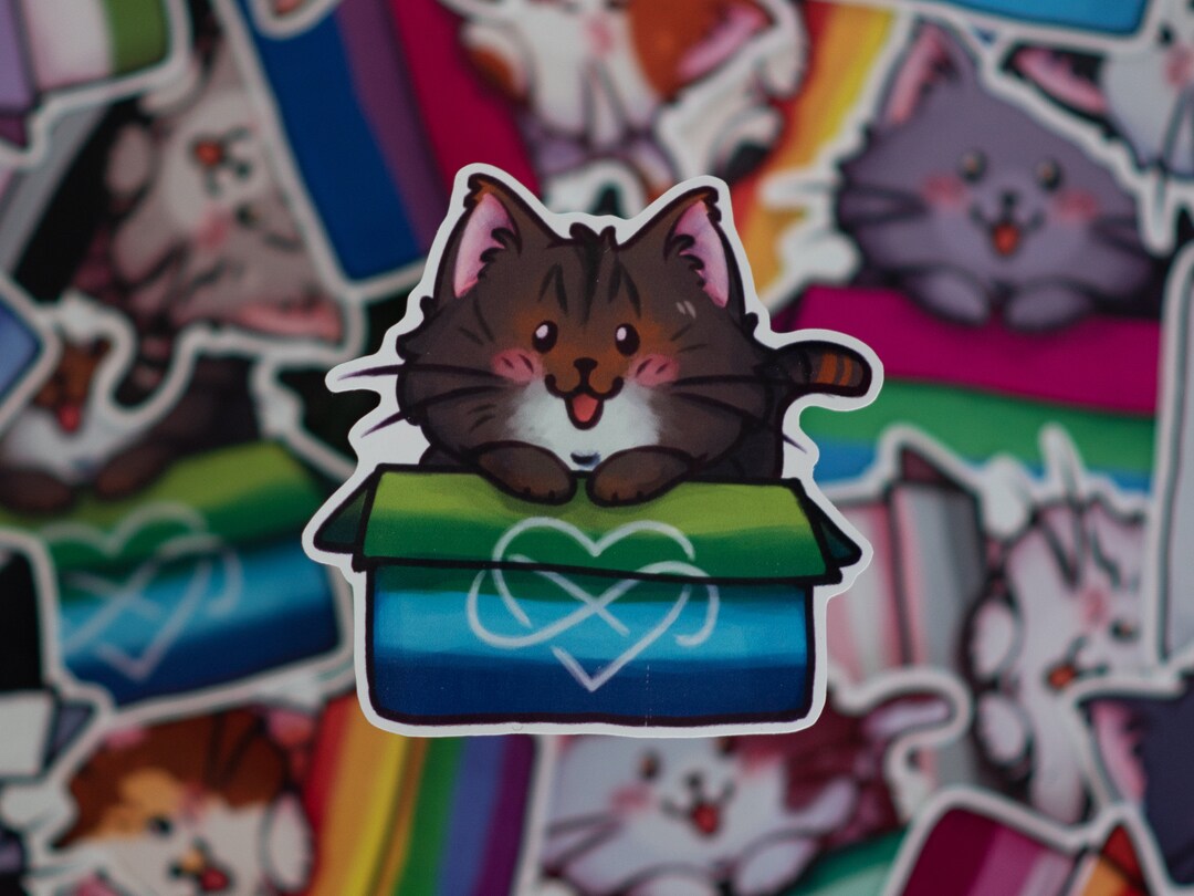LGBTQ Rainbow Polyamorous Flag Cat Sticker - Etsy