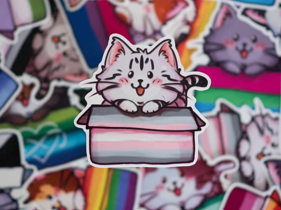 LGBTQ Rainbow Demi Girl Flag Cat Sticker - Etsy