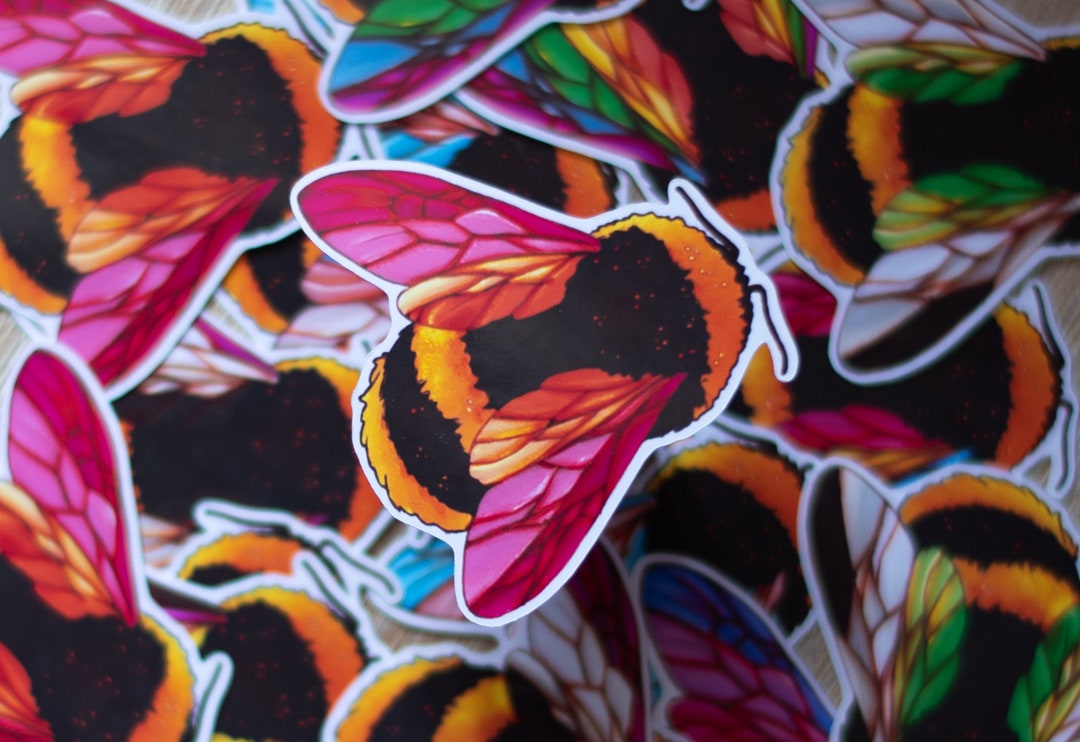 LGBTQ+ Pride Flag Lesbian Bee Sticker - Etsy