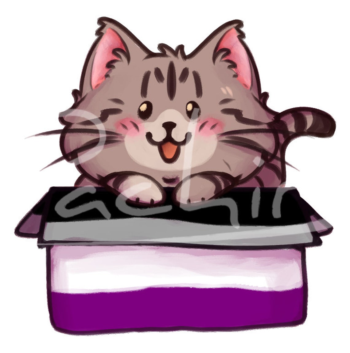 LGBTQ Pride Flag Asexual Cat Sticker - Etsy