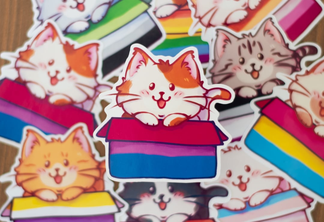 LGBTQ Pride Flag Bisexual Cat Sticker - Etsy