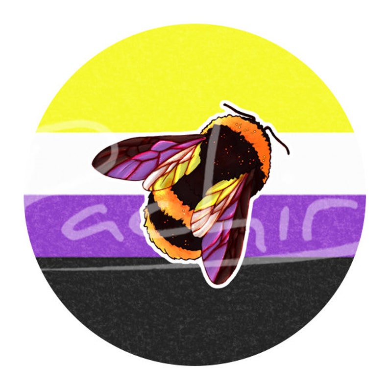 LGBTQ Pride Flag Bumble Bee Buttons 32mm - Etsy