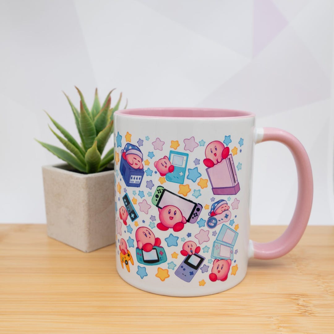 Retro Consoles Kirby Inspired Mug | Dishwasher Safe Ceramic Coffee Mug ...