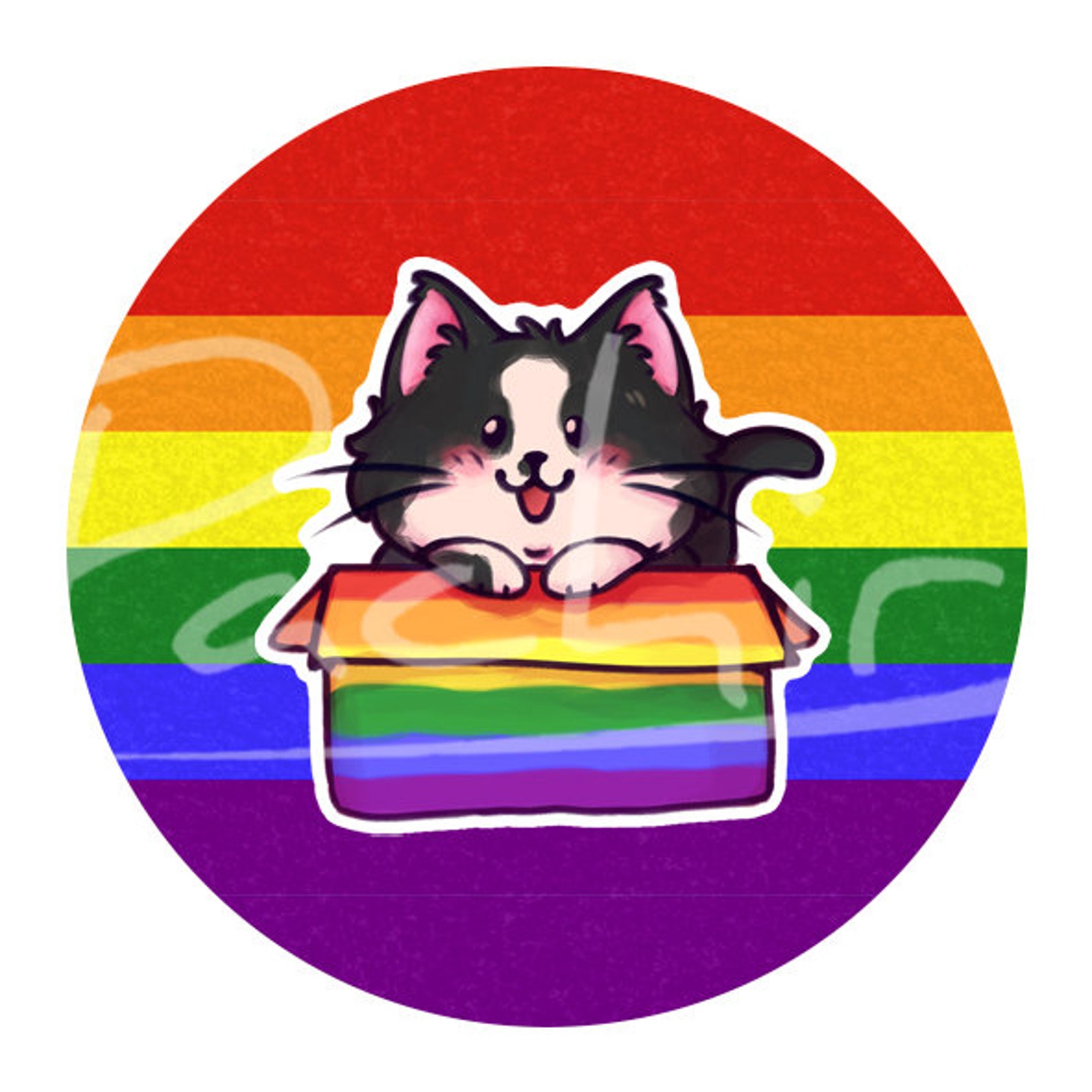 LGBTQ Pride Flag Cat Buttons 32mm - Etsy