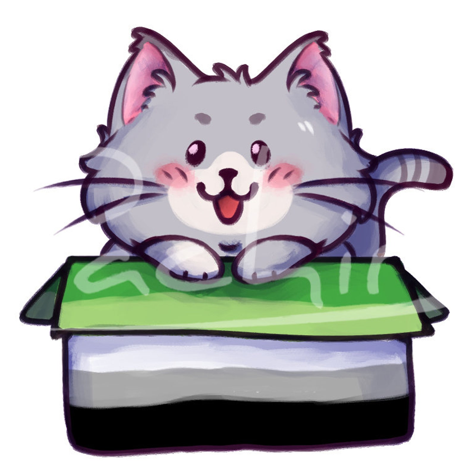 LGBTQ Pride Flag Aromantic Cat Sticker - Etsy