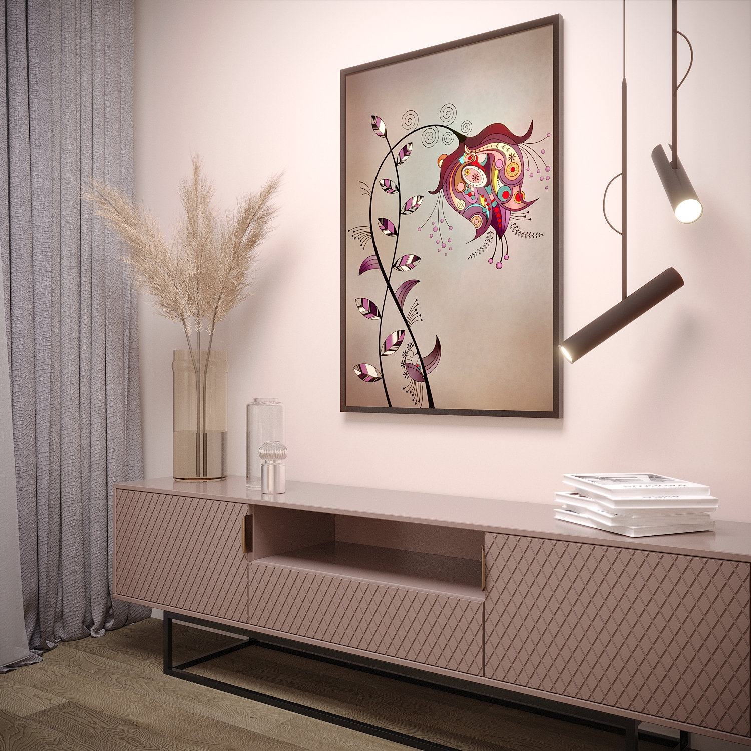 Contemporary Large Digital Art Print Featuring a Unique and Colorful ...