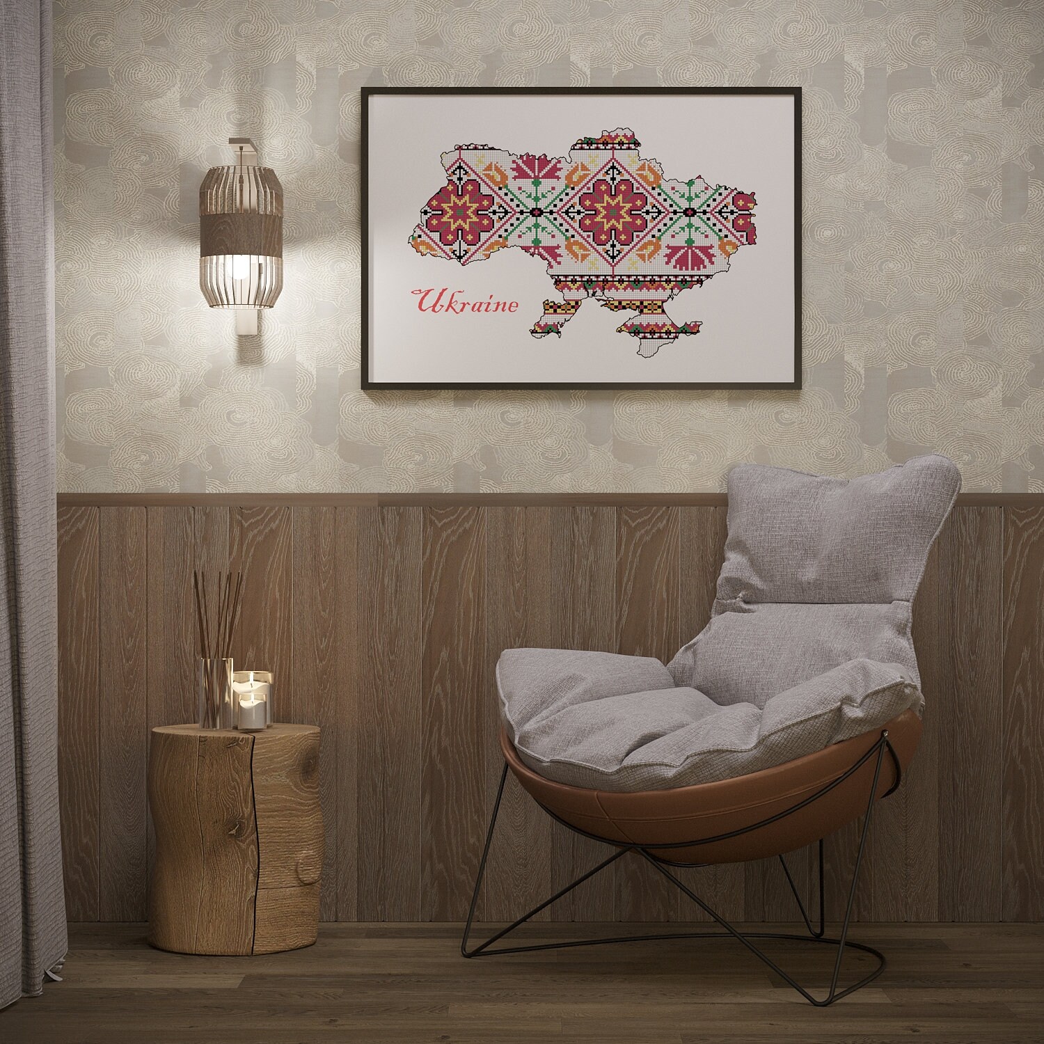 Ukrainian Map With Traditional Embroidery Decorative Digital - Etsy
