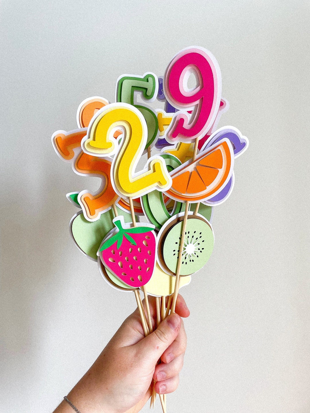 Kit Cake Topper Fruits Happy Birthday CAKE TOPPER Number FRUIT - Etsy