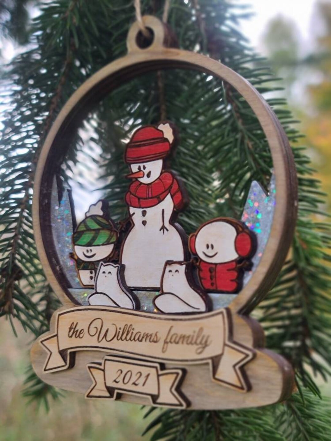 Wooden Family Custom Snow Family Ornament - Etsy