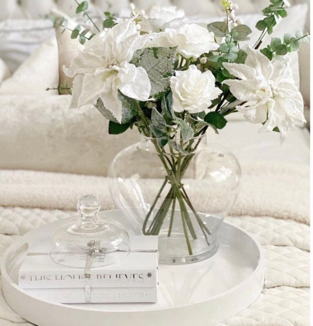 Large Circular White Gloss Lacquered Tray - Etsy UK