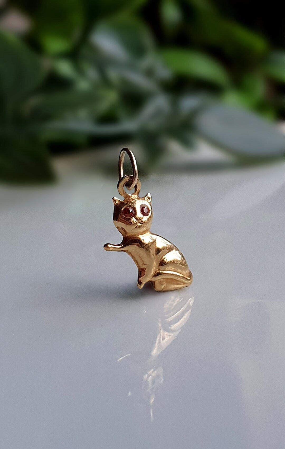 RARE and UNUSUAL Vintage 9ct Gold Cat Charm Set With Garnets, HARD to ...