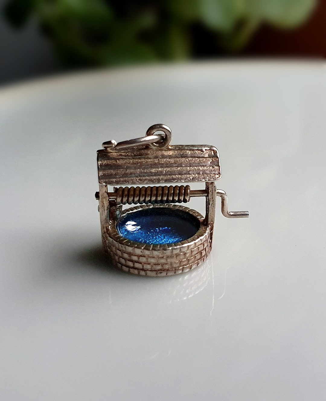 RARE USA Vintage Silver Wishing Well With Water Charm, MOVING Handle ...