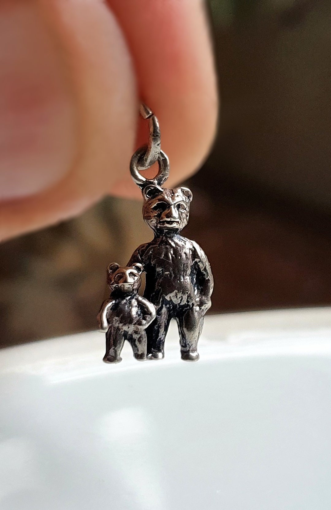 RARE Vintage Silver Bear Charm, Father and Baby Bear Charm Sterling ...